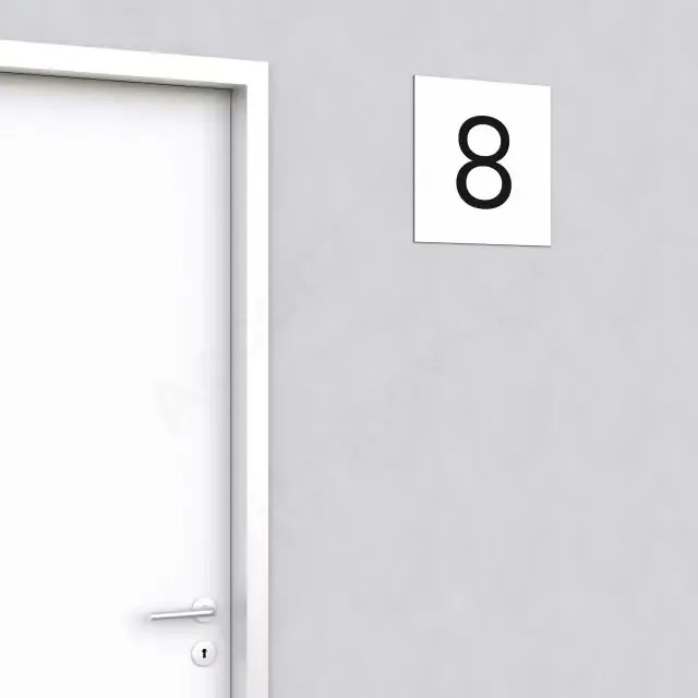 ACCEPT Označení podlaží - číslo "8" - stříbrná tabulka - černý popis