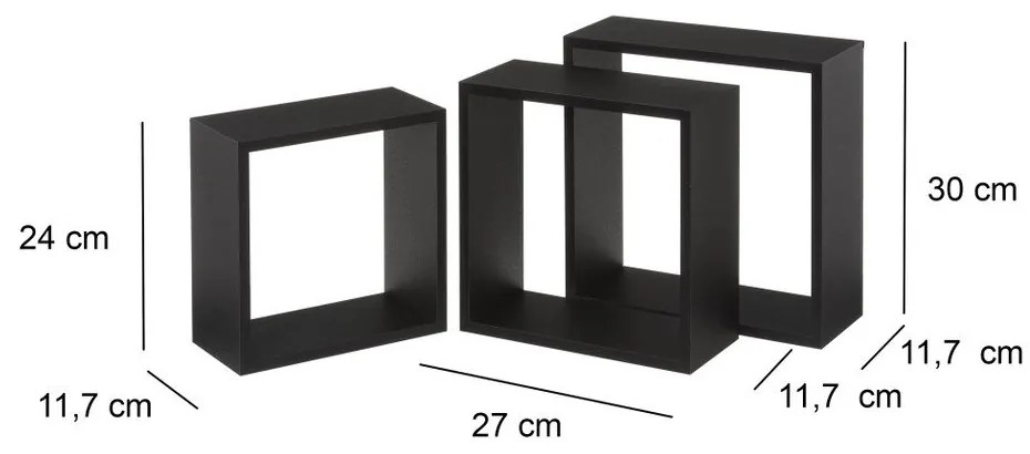 Černé police v sadě 3 ks – Casa Selección