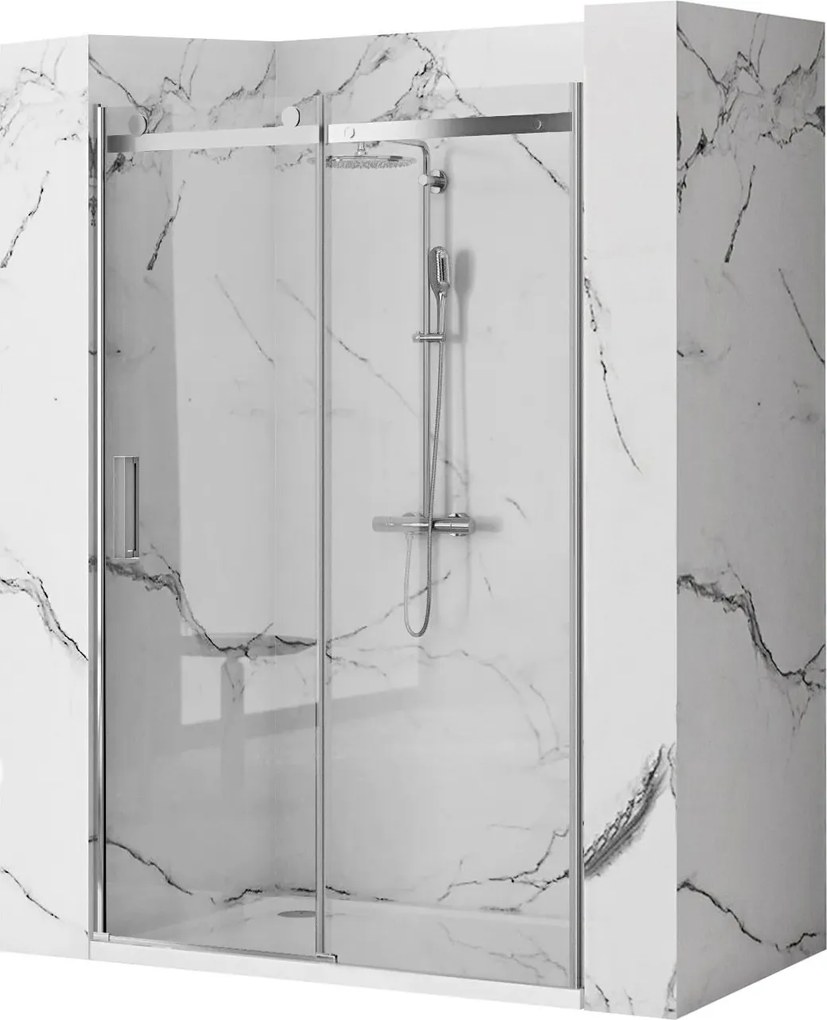Jednokřídlé posuvné sprchové dveře REA NIXON-2 LEVÉ 120 cm pro instalaci do niky, chrom/transparent - bez vaničky