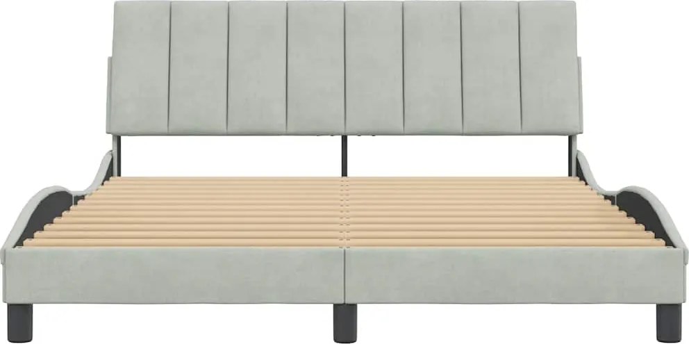 Rám postele bez matrace Hanko světle šedý 160 x 200 cm samet 3207855
