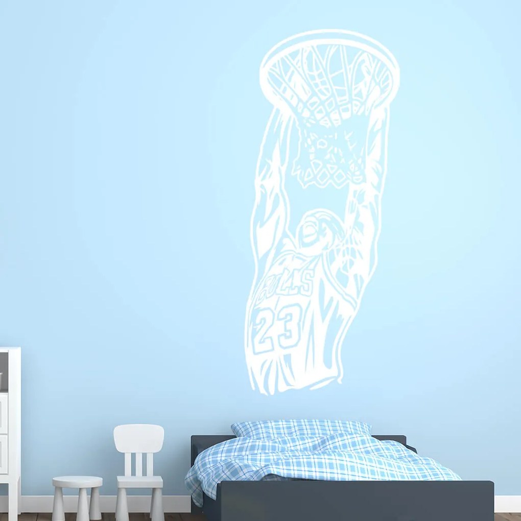 Živá Zeď Samolepka na zeď Michael Jordan Barva: bílá, Velikost: 80 x 34 cm