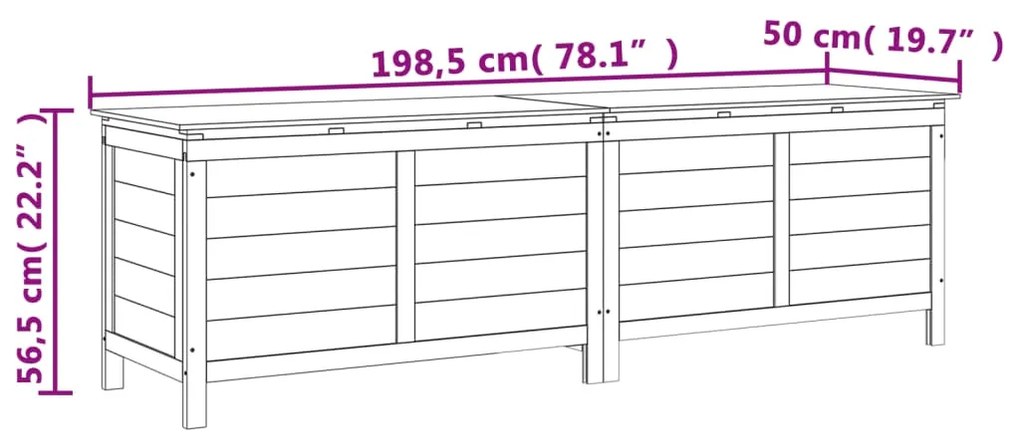 Zahradní úložný box 198,5 x 50 x 56,5 cm masivní jedlové dřevo