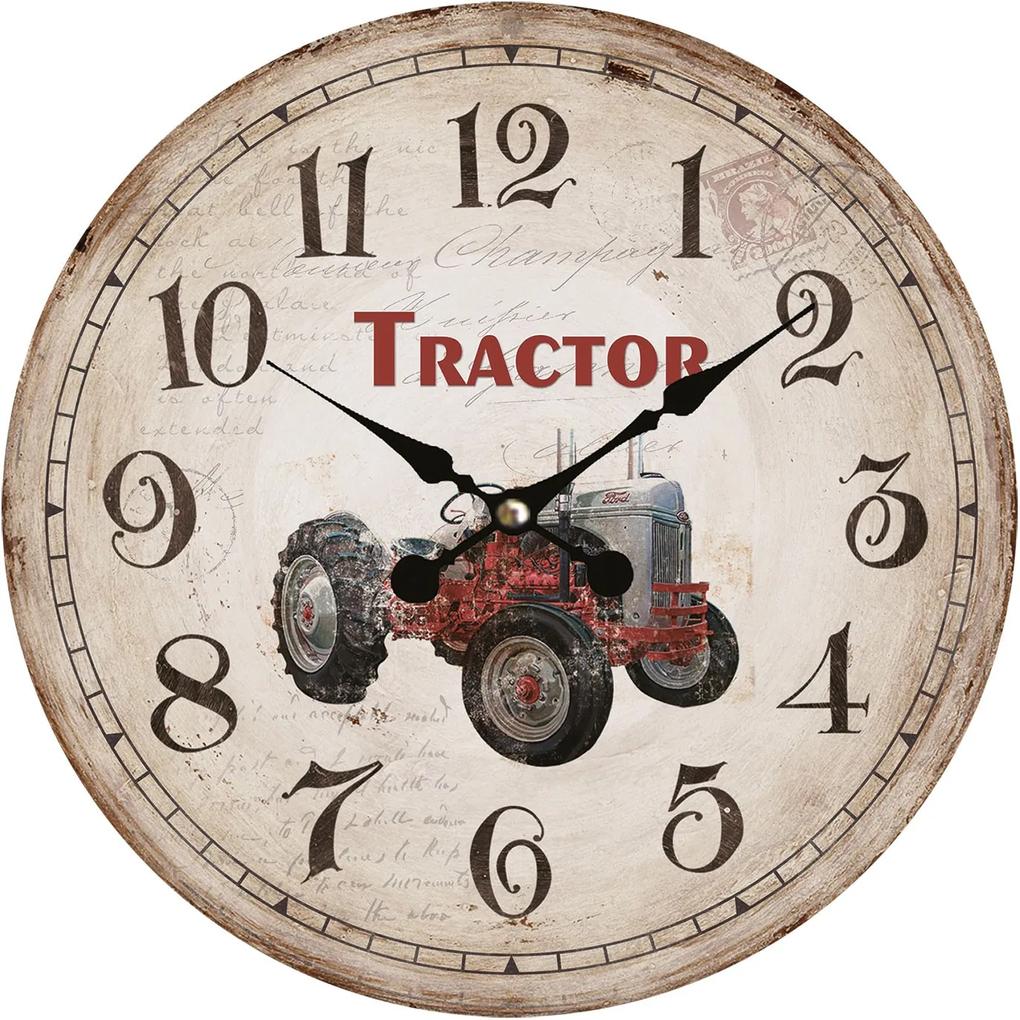 Nástěnné hodiny ve vintage stylu Tractor – Ø 34*1 cm / 1*AA