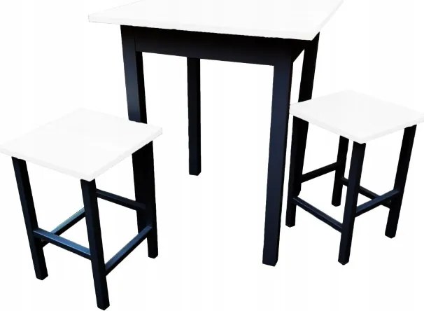 Dede Set - kuchyňský stůl 60 x 60 cm + 2x židle MINI - bílá / černá