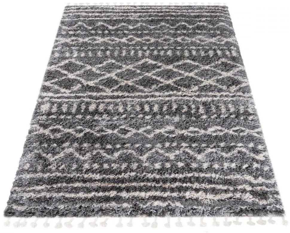 Kusový koberec shaggy Aron šedý 140x200cm