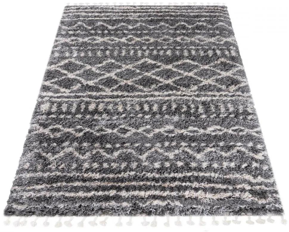 Kusový koberec shaggy Aron šedý 200x300cm