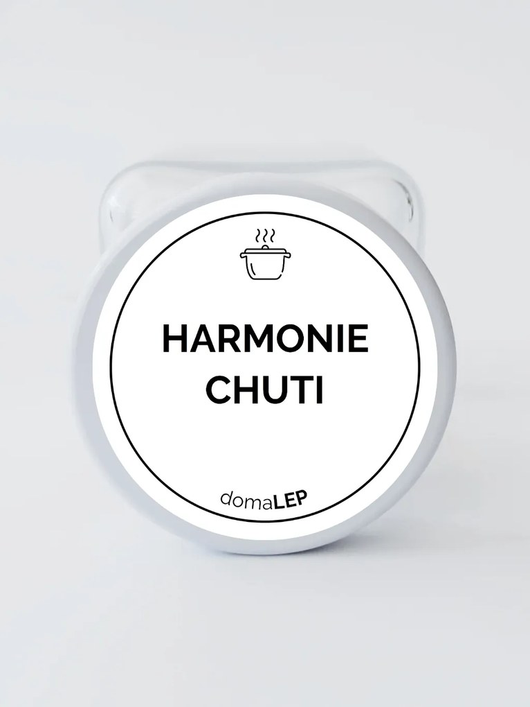Samolepka na kořenky HARMONIE CHUTI bílá 5 cm tučné písmo