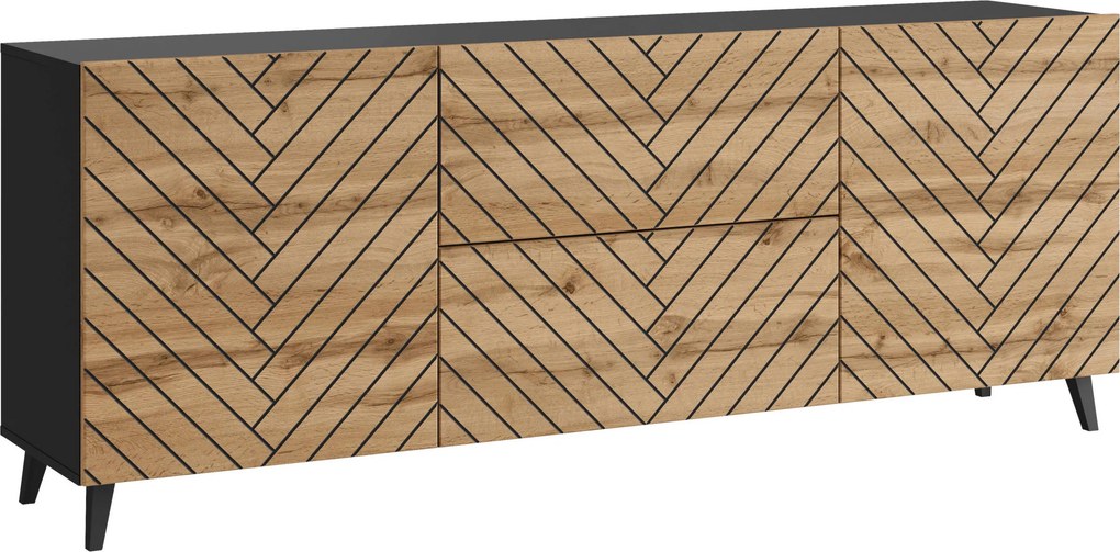 XXXLutz NÍZKÁ KOMODA, černá, 180/69,4/39 cm Livetastic - Černé komody - 002778003020