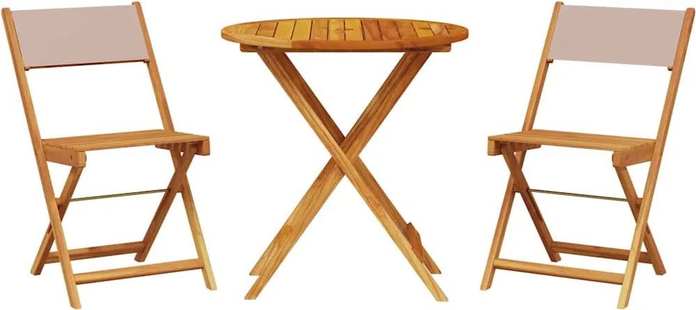 3dílný bistro set taupe textil a masivní dřevo 3281846
