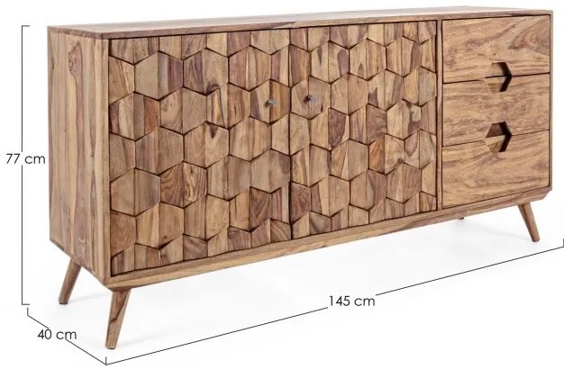 BIZZOTTO hnědá komoda KANT se 2 dvířky a 3 zásuvkami 77x145 cm 0746519