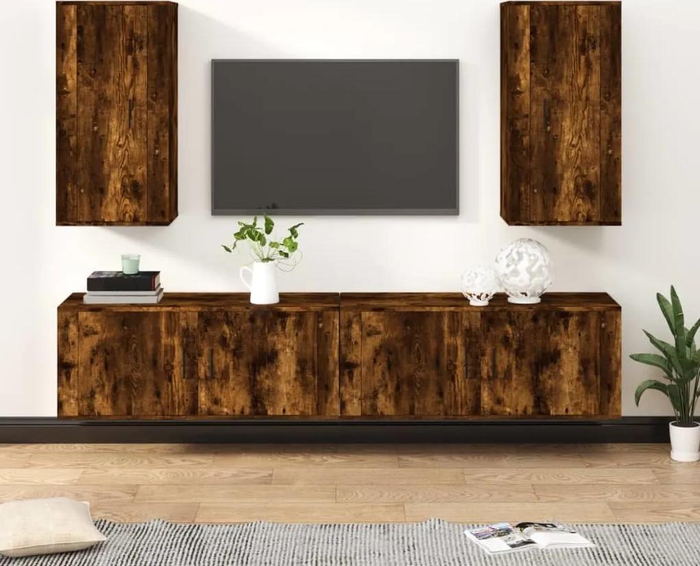 vidaXL 4dílný set TV skříněk kompozitní dřevo [3188695] Barva: bílá s vysokým leskem