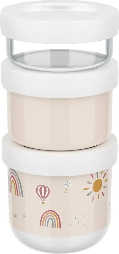 Béžové plastové dětské svačinové boxy v sadě 3 ks Sunshine &amp; Rainbow – Mepal