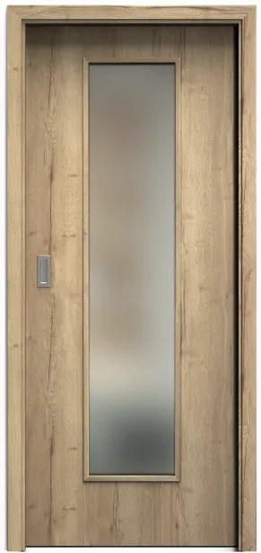 SAPELI ELEGANT KOMFORT M55 - CPL LAMINÁT - POSUVNÉ DVEŘE VČ. ZÁRUBNĚ - Dub Halifax Průchozí šířka (cm): 70, Průchozí výška (cm): 210