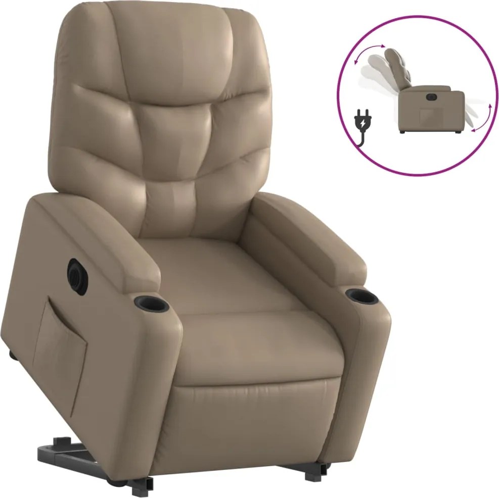Elektrické zvedací polohovací křeslo cappuccino umělá kůže 3204678