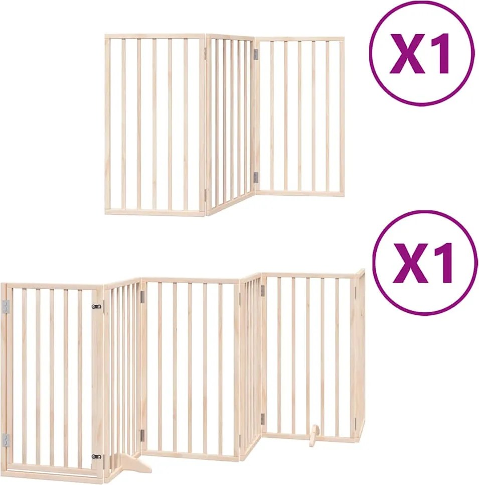 Zábrana pro psy s dvířky skládací 9 panelů 450 cm topol 3155532