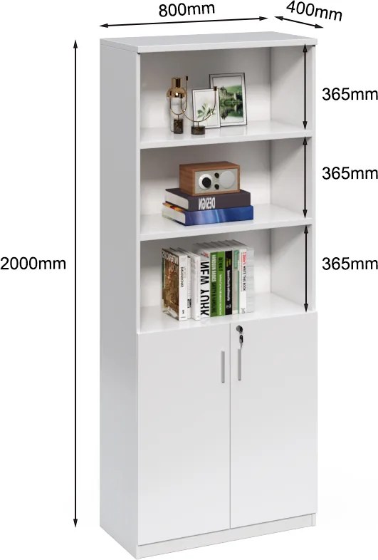 Vysoká kancelářská skříň Houseland Prime Neo 01 80 cm bílá