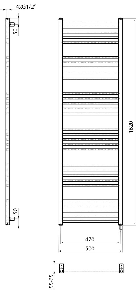 Sapho Sapho, METRO-E elektrické topné těleso, rovné, 600x1620 mm, 800 W, bílá, ME616