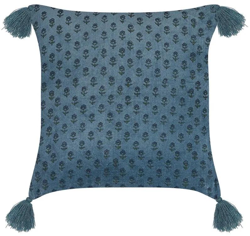 Sametový polštář 45 x 45 cm tmavě modrý RIBES Beliani