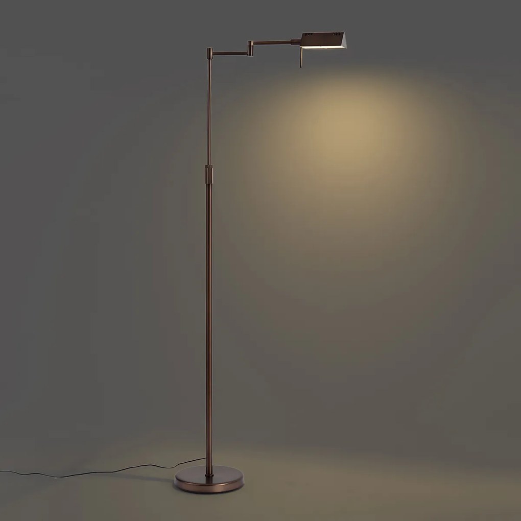 Designová stojací lampa tmavě bronzová vč. LED s dotykovým stmívačem - Notia