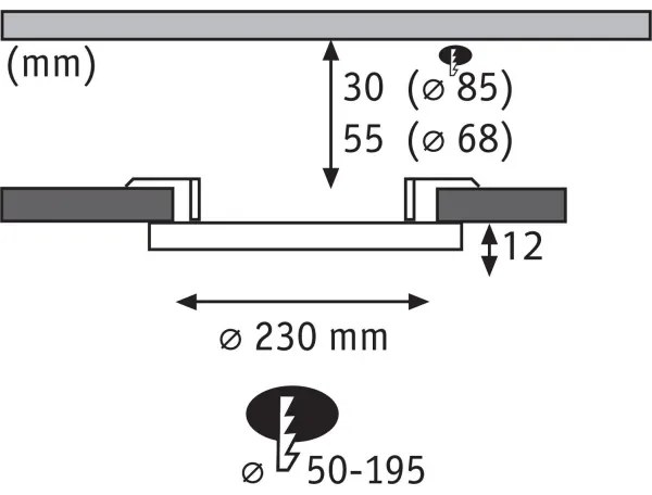 Paulmann 92992 - LED/16W IP44 Koup podhledové svítidlo AREO 230V