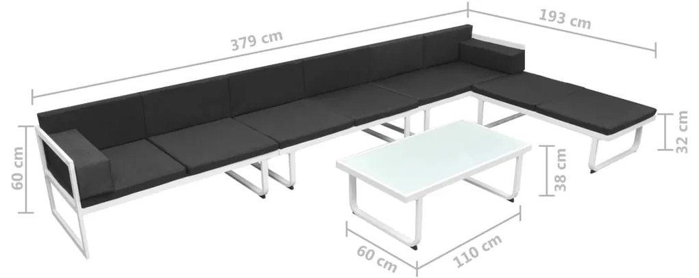 vidaXL Marketos 5dílná zahradní sedací souprava textilen hliník černá