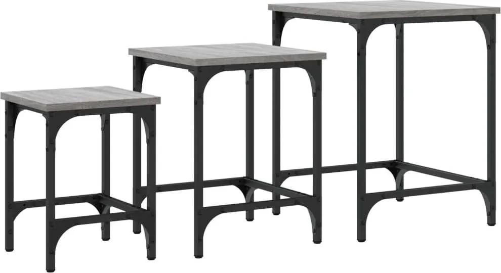vidaXL Hnízdové konferenční stolky 3 ks kompozitní dřevo [838929] Barva: Černá
