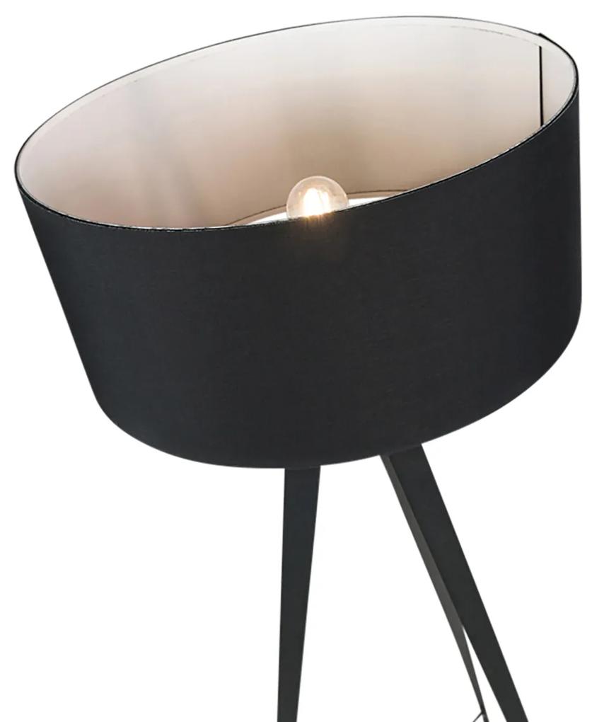 Moderní černá stojací lampa s černým stínidlem - Ilse
