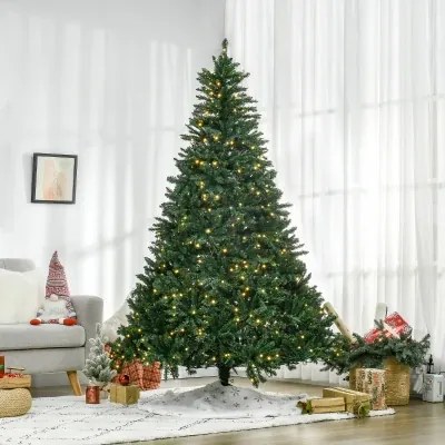 HOMCOM Vánoční strom, 700 teplých bílých LED diod, 2154 větviček, nehořlavý, plast/kov, 210 x 142 cm, zelený