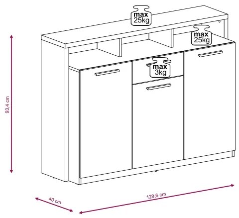 Komoda LEBY dub sonoma/bílá