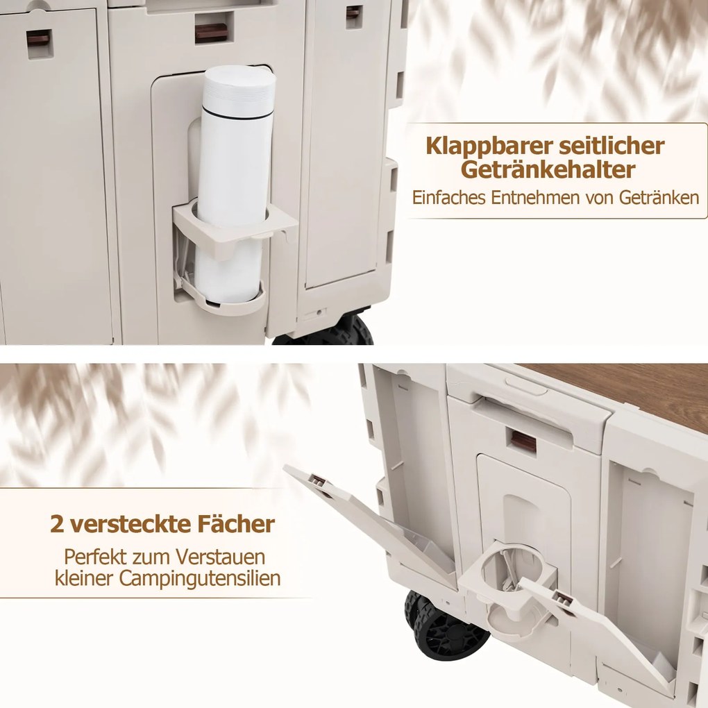 Costway Ruční vozík skládací ruční vozík se stolní deskou 2 úložné boxy