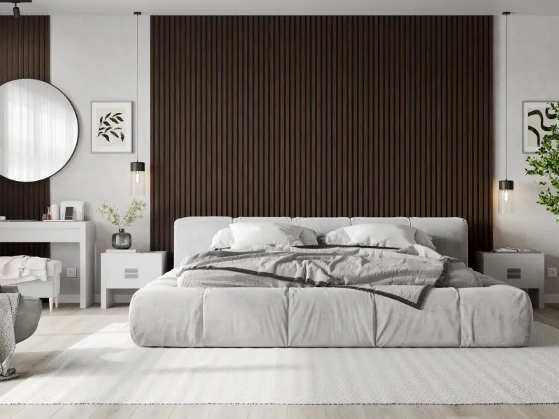 Mexen Lam-F, akustické stěnové lamely 275 × 30 cm, plstěný podklad 8 mm, technická dýha, eben hnědý, S105-275307-3015-022