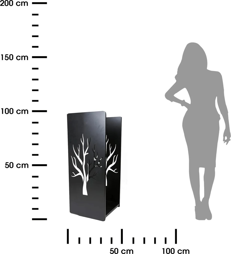 Kovový stojan na dřevo Tree, 40x100 cm, černá