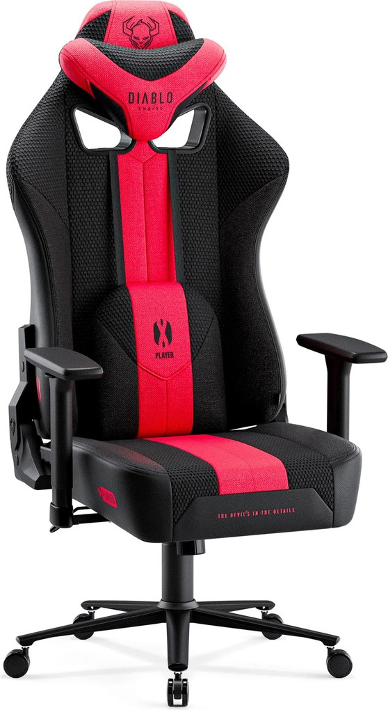 Látková herní židle King Size, karmínový-antracitový: Diablo X-Player 2.0