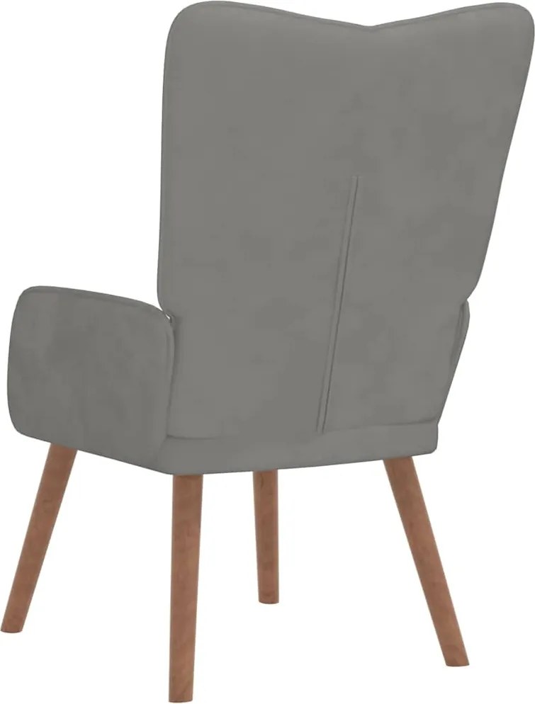 Relaxační křeslo světle šedé samet 327655