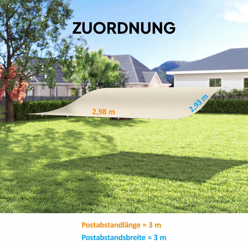 Náhradní střecha pro pergolu Markýza pro zastřešení terasy Náhradní střešní plachta pro altán 3 x 3 m 298x293 cm krémově bílá