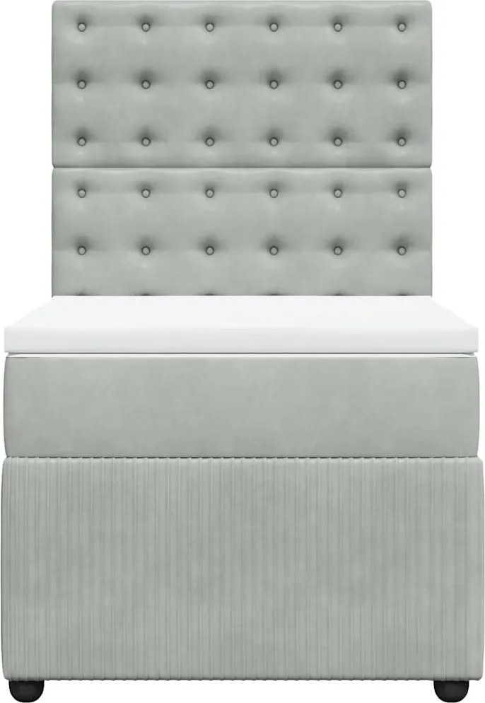 Box spring postel s matrací světle šedá 100x200 cm samet 3292274