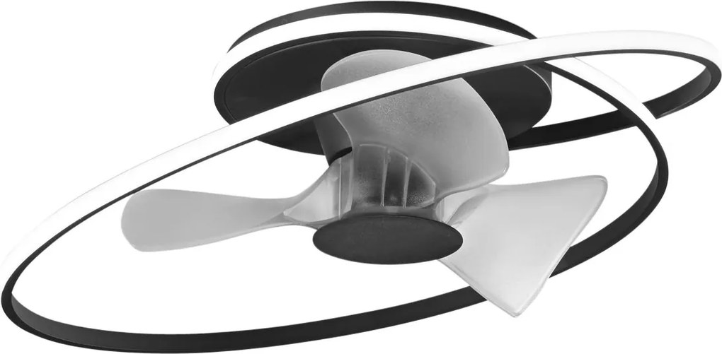 FAN LED-STORM-NER Stropní svítidlo s ventilátorem LED VENTILATORE 55 W CCT 7450 lm černá pr.77x22 cm - FANEUROPE