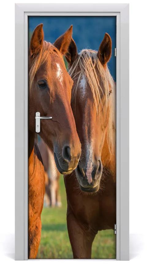 Samolepící fototapeta na dveře Dva koně 75x205 cm