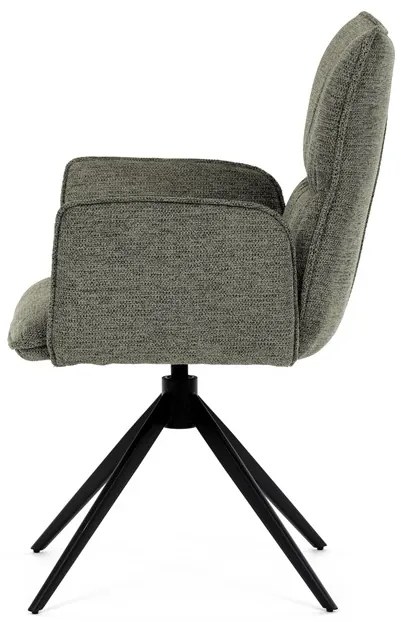 Jídelní otočná židle LIANA - světle šedá látka / černé kovové nohy