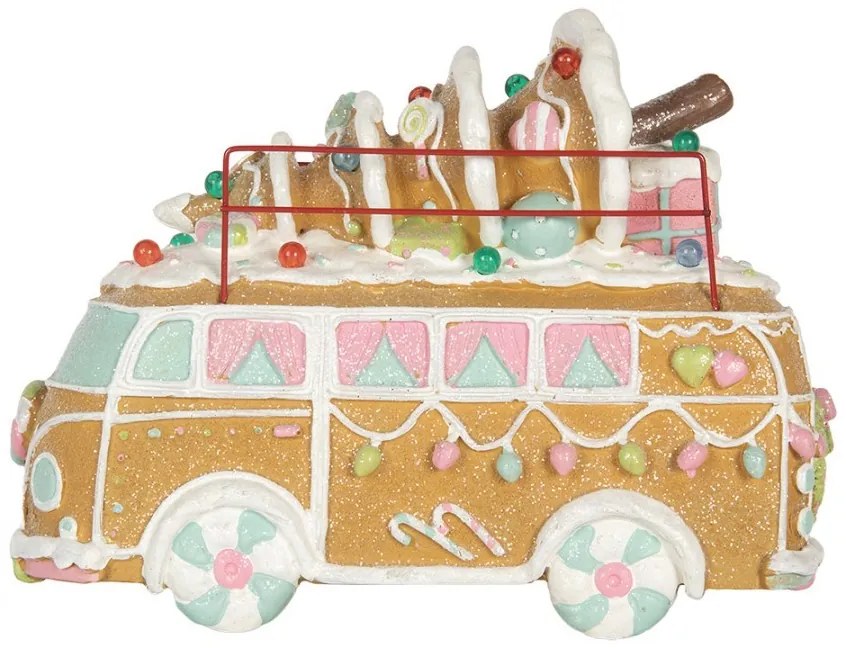 Vánoční perníkový autobus s LED světýlky Gingerbread - 31*12*23 cm / 2*AAA