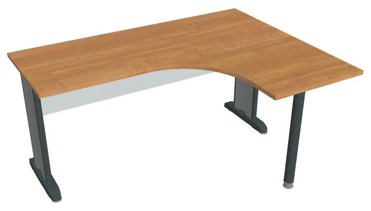 Stůl ergo oblouk levý 160×120/60 cm - Hobis Cross CE 60 L Dekor stolové desky: olše, Dekor lamino podnože: šedá, Barva nohou: černá