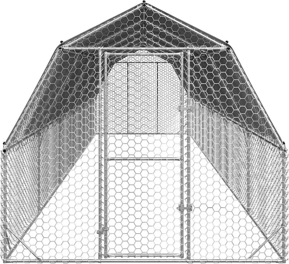 Výběh pro slepice se střechou 2,5x12x2,25 m pozinkovaná ocel 3328525