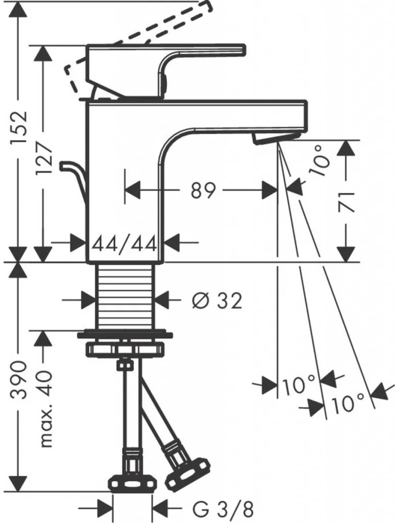 Hansgrohe Vernis Shape - Páková umyvadlová baterie 70 s odtokovou garniturou, černá matná 71560670