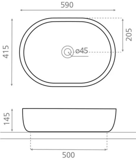 Bathco 4037 - Umyvadlo na desku TOULOUSE 59x41,5 cm porcelán/bílá