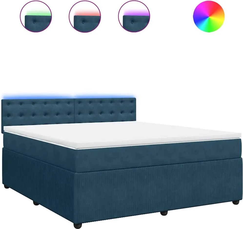 Box spring postel s matrací modrá 180 x 200 cm samet 3290122