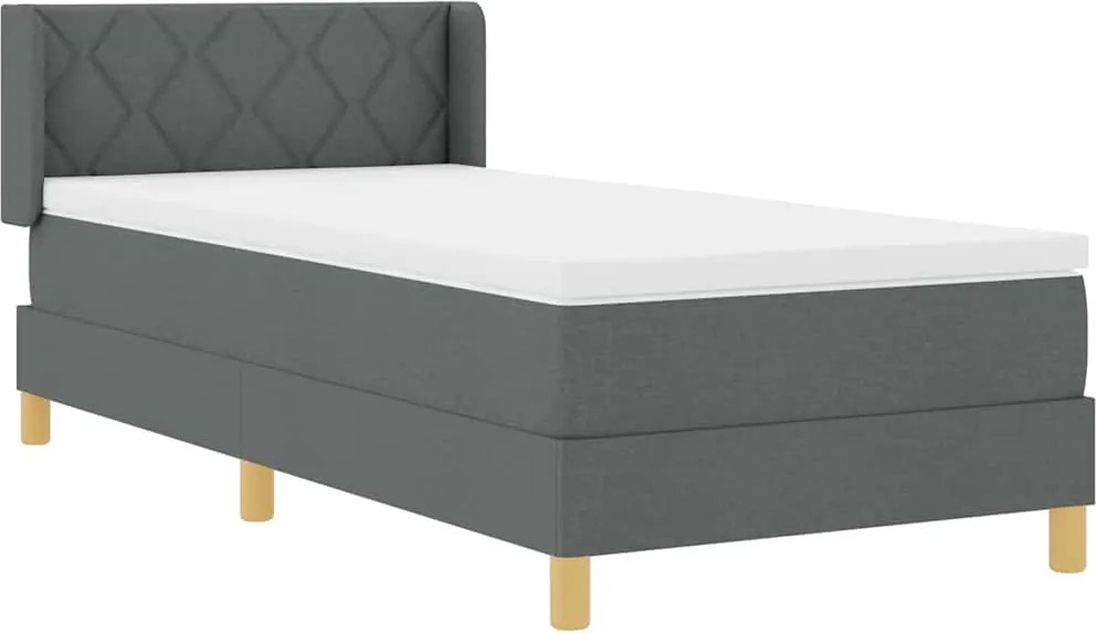 Postel s boxspringem s čelo Tmavě šedá 200 x 100 cm textil 3341343