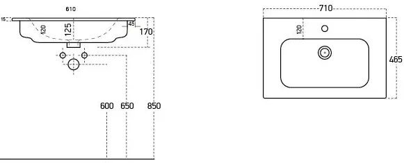 Lavedo Afina Piedra White/Wotan Oak 70 koupelnová skříňka s umyvadlem
