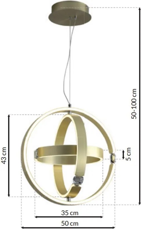 Závěsné LED svítidlo Sirius, 3x LED 80w, 4000k, g