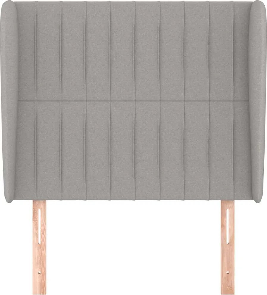 Čelo postele typu ušák světle šedé 93 x 23 x 118/128 cm textil 3118176