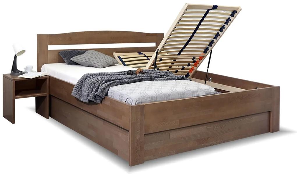 Zvýšená postel s úložným prostorem ANTONIO, 200x200, masiv buk